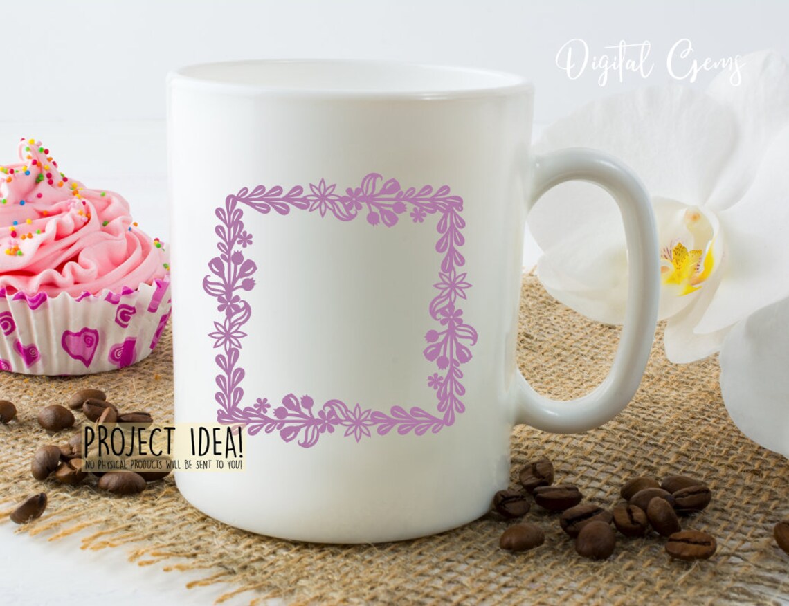 Flower Square Monogram Frame Paper Cut Design. Svg / Dxf / Eps - Etsy UK