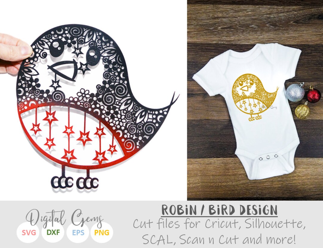 Christmas Robin, Bird Paper Cut Svg / Dxf / Eps / Files and Pdf / Png ...