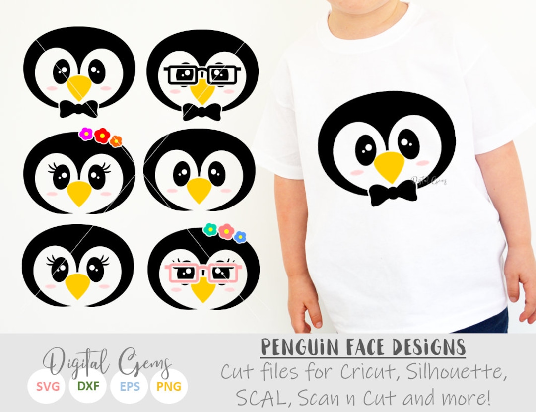 Penguin Face Designs Svg / Dxf / Eps / Png Files. Digital Download ...