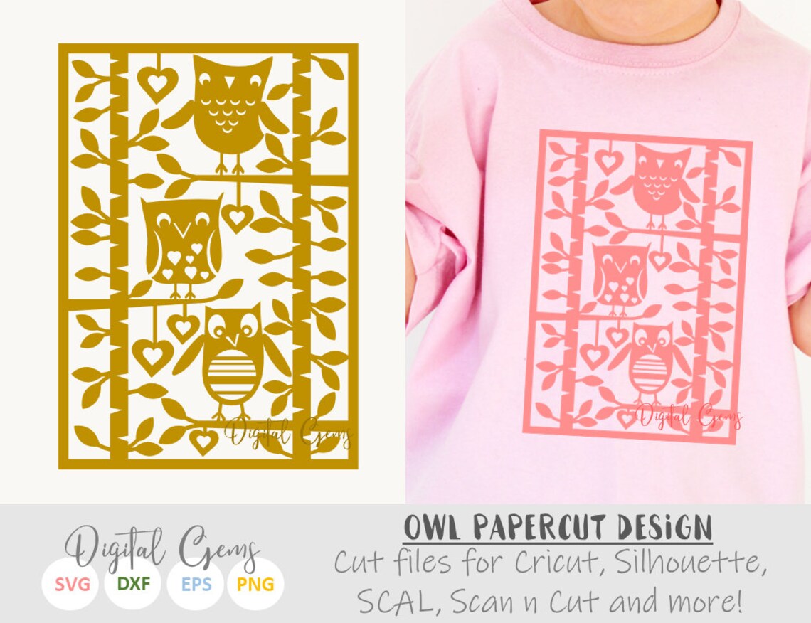Owl Paper Cut Svg / Dxf / Eps / Files and Pdf / Png Printable Templates ...