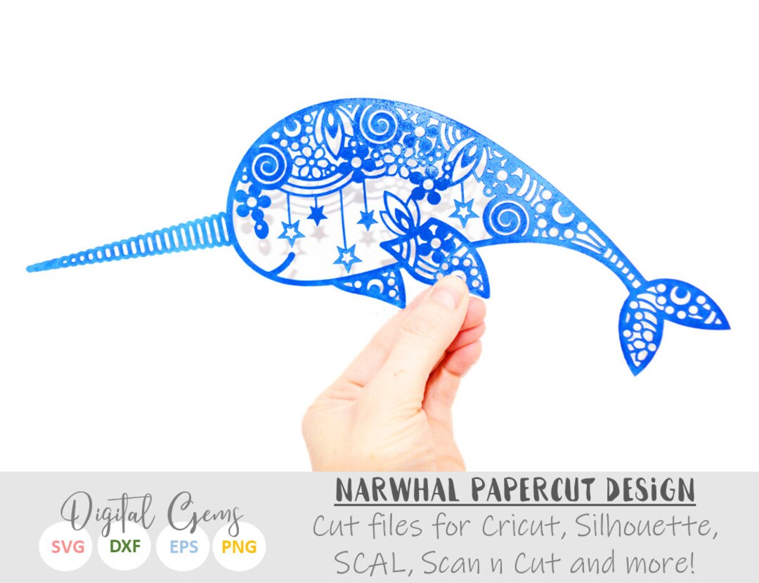 Zentangle Narwhal Paper Cut Svg / Dxf / Eps / Files and Pdf / Png ...