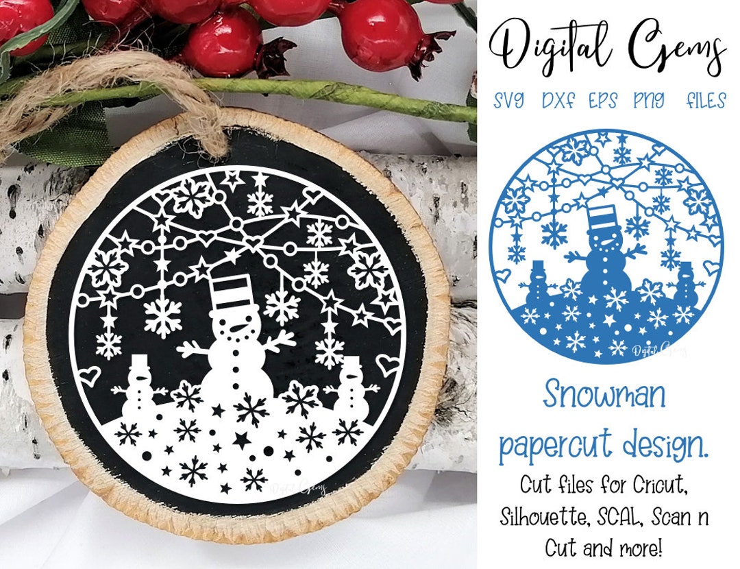 Snowman Paper Cut Design. Svg / Dxf / Eps / Png Files and Pdf / Png ...
