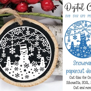 Snowman Paper Cut Design. Svg / Dxf / Eps / Png Files and Pdf / Png ...