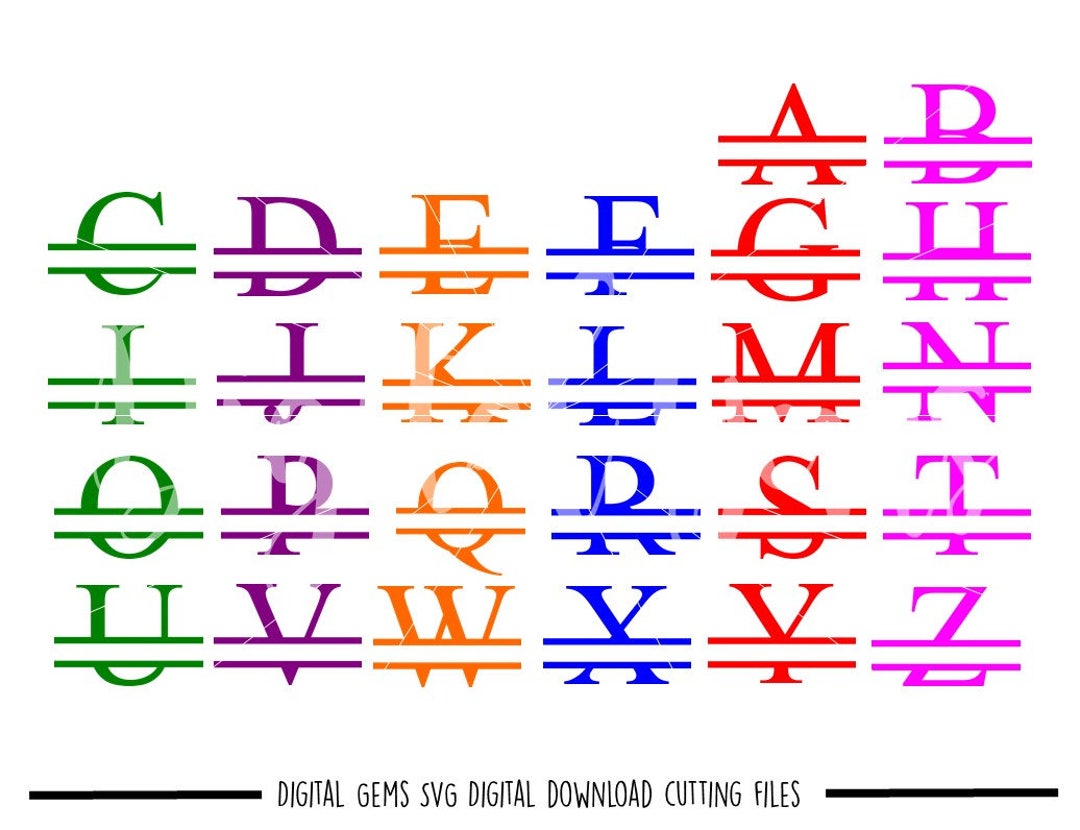 Split Letter Alphabet Svg / Dxf / Eps / Png Files. Digital Download ...