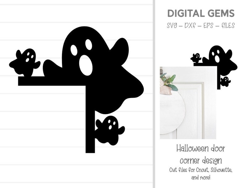 Halloween Ghost Door Corner Design Svg / Dxf / Eps / Png Files. Digital ...