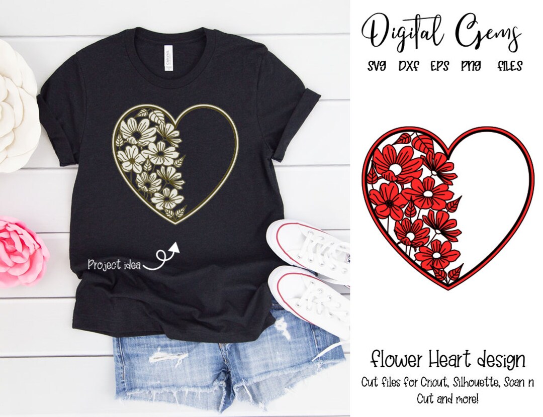 Heart Design, Svg / Dxf / Eps / Png Files. Digital Download. Compatible ...