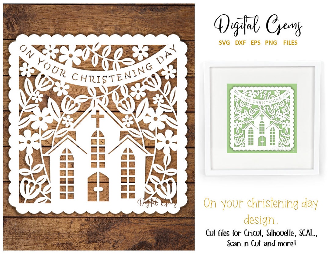 Christening Paper Cut Design. Svg / Dxf / Eps / Png Files and Pdf / Png ...