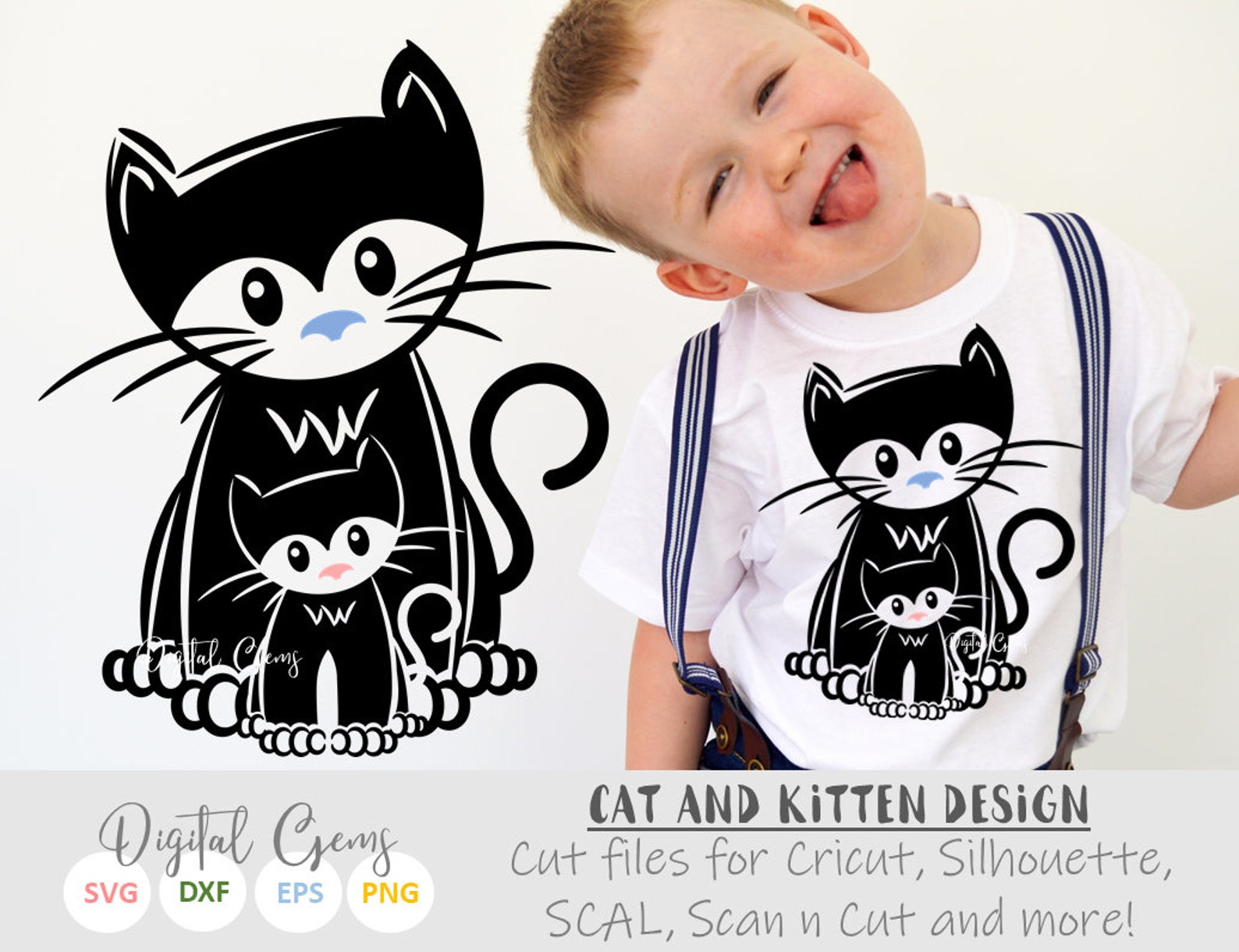 Cat and Kitten Svg / Dxf / Eps / Png Files. Download. Compatible With ...