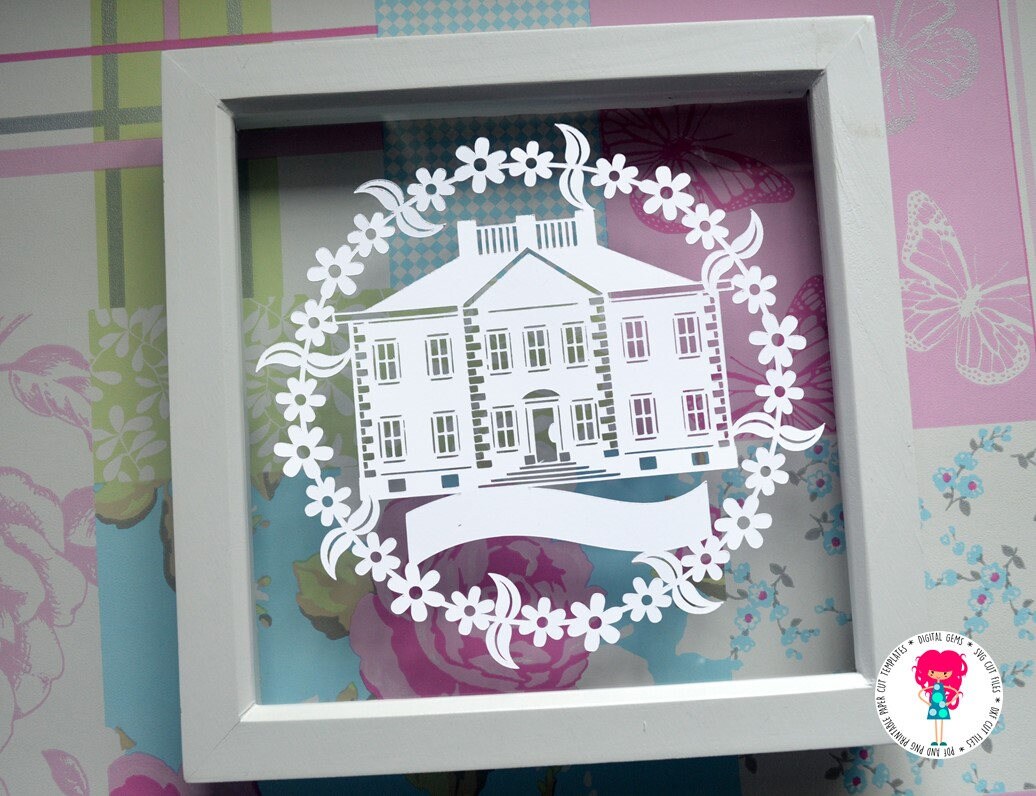 Home Paper Cut Template with Blank Banner to Add Your Own - Etsy UK