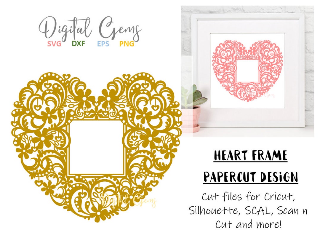 Heart Paper Cut Design. Svg / Dxf / Eps / Files and Pdf Printout ...