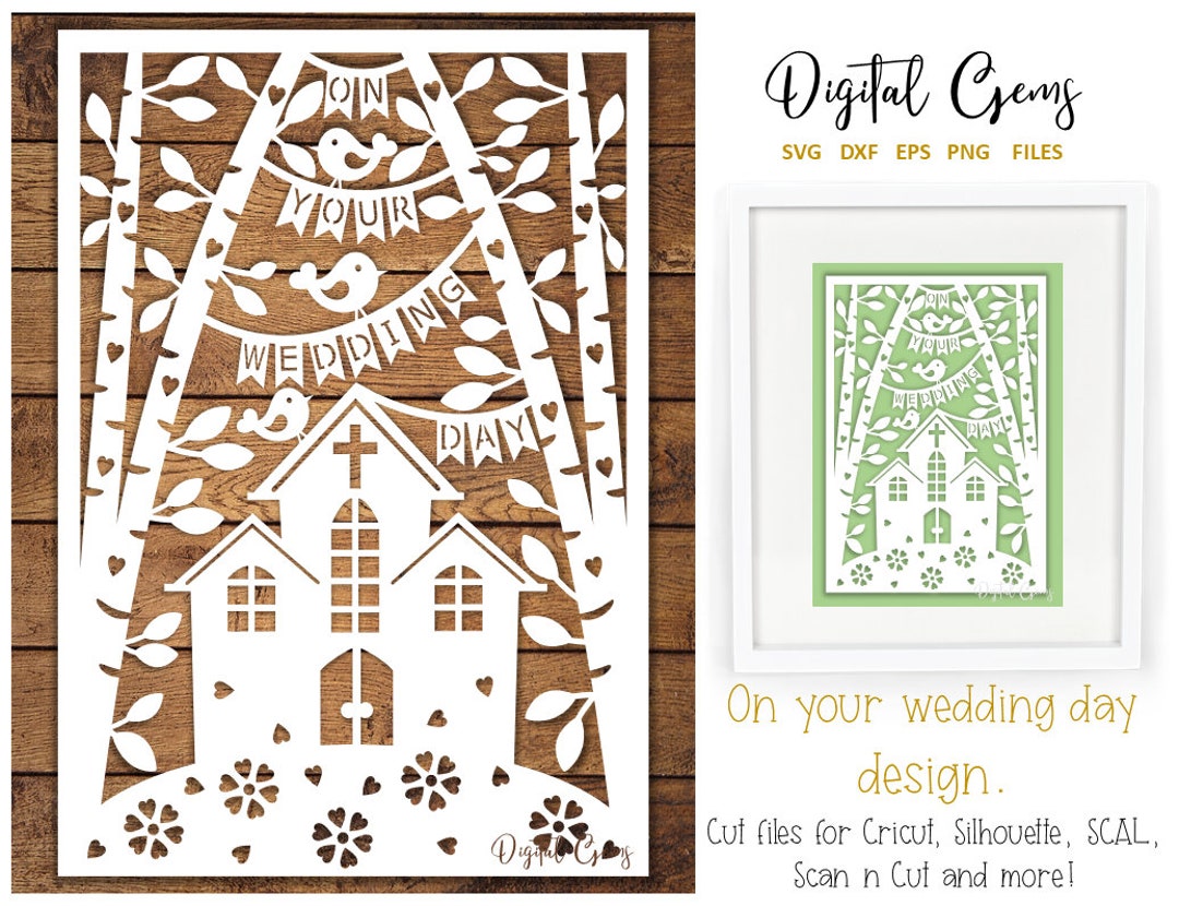 Wedding Day Paper Cut Design. Svg / Dxf / Eps / Png Files and Pdf / Png ...