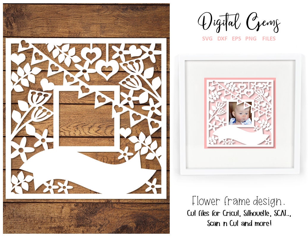 Flower Frame Paper Cut Design. Svg / Dxf / Eps / Png Files and Pdf ...