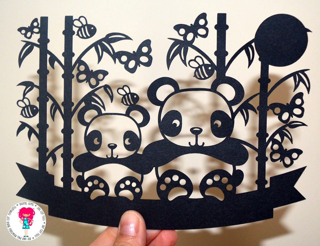 Panda Paper Cut Svg / Dxf / Eps / Files and Pdf / Png | Etsy
