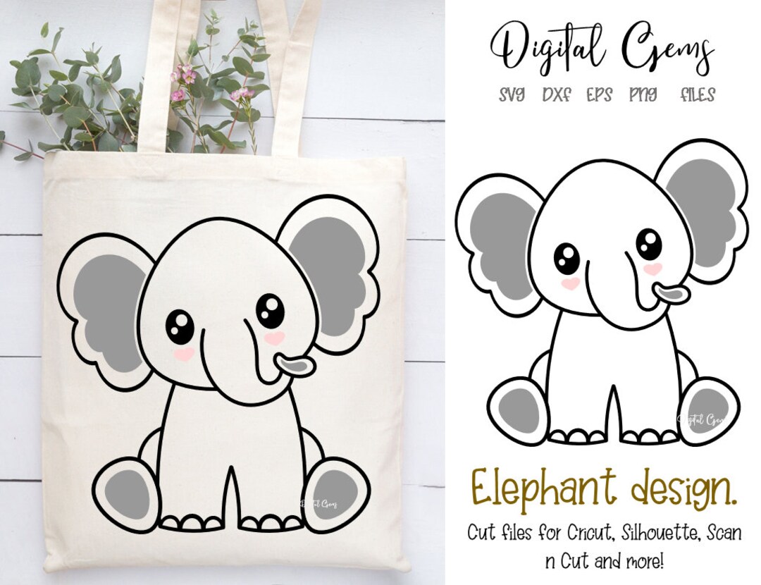 Elephant Svg / Dxf / Eps / Png Files. Digital Download. Works With ...