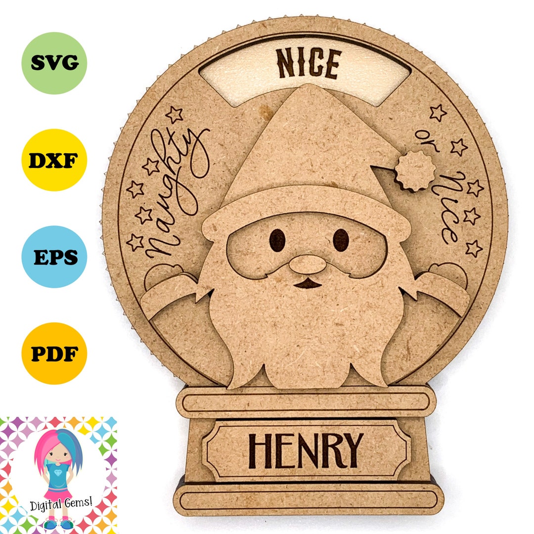 Santa Naughty or Nice Christmas Snow Globe SVG Glowforge Laser Cut File ...