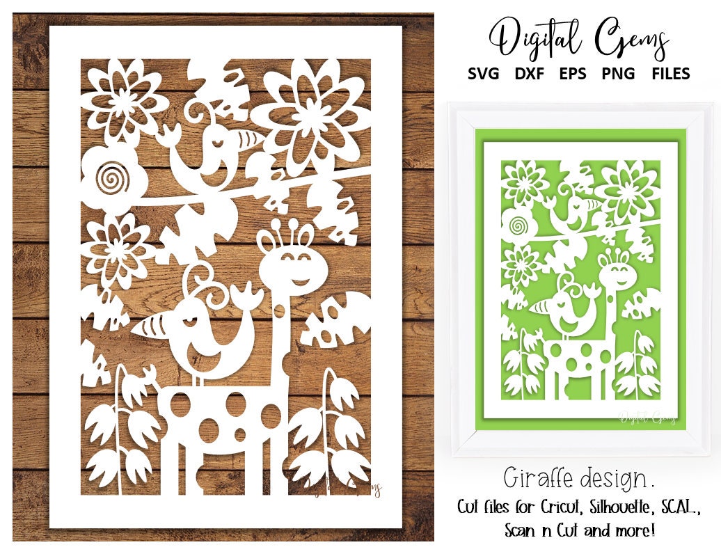 Giraffe Paper Cut Design. Svg / Dxf / Eps Files and Pdf / Png Printable ...