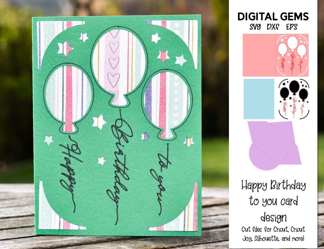 Happy Birthday Cricut Joy Card Design Svg Dxf Eps Files Digital