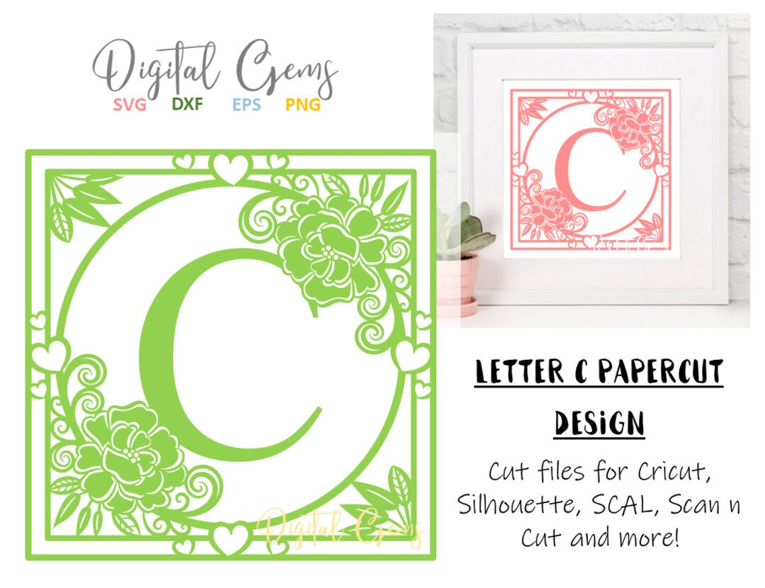 Letter C Paper Cut Design. Svg / Dxf / Eps / Files and Pdf Printout ...