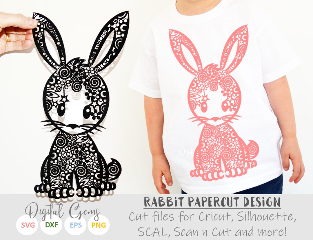 Zentangle Bunny Rabbit Paper Cut Svg / Dxf / Eps / Files and Pdf / Png ...