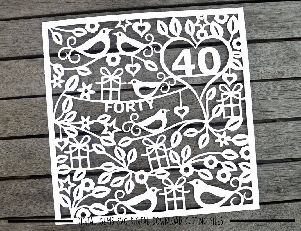 Number 40 Paper Cut Svg / Dxf / Eps / Files and Pdf / Png Printable ...