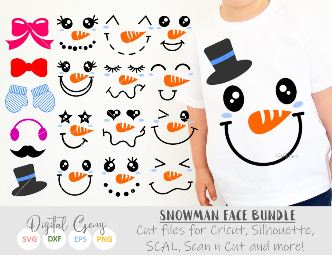 Snowman and Snow Woman Faces Svg / Dxf / Eps / Png Files. Compatible ...