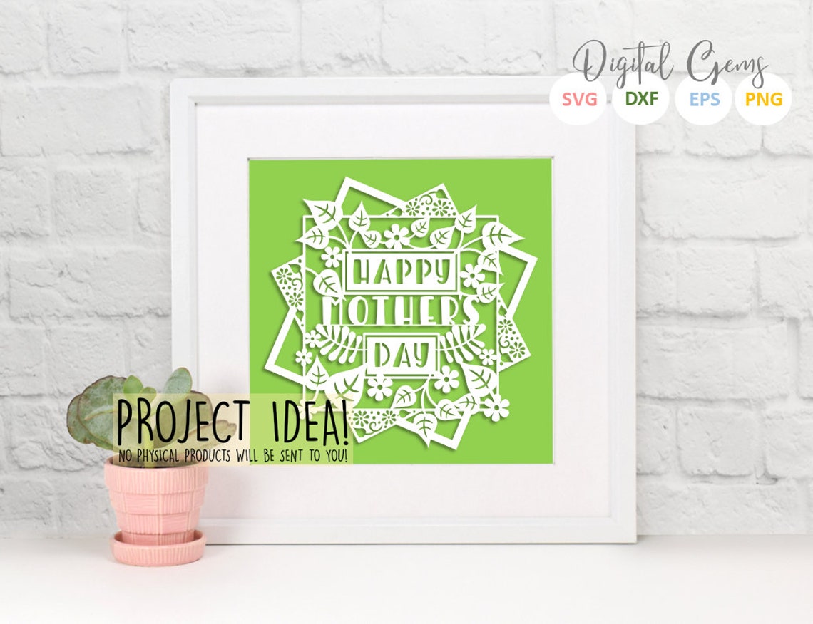 Happy Mothers Day Paper Cut Design. Svg / Dxf / Eps / Files - Etsy