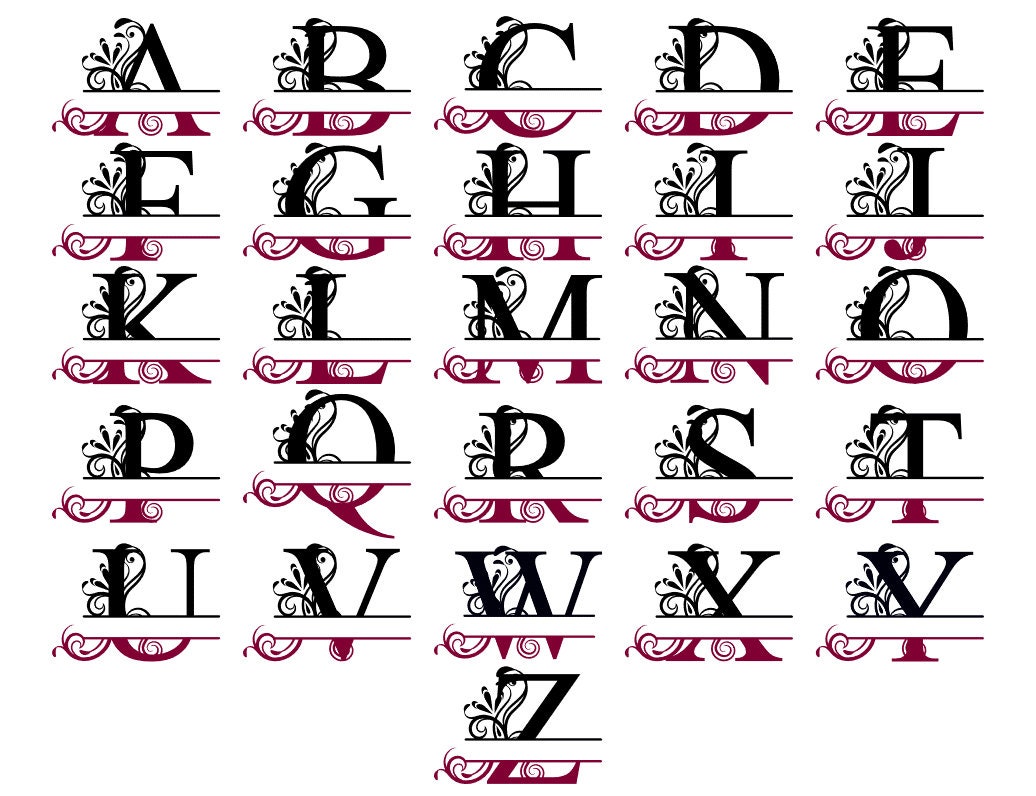 Split Alphabet A - Z Designs, Svg / Dxf / Eps / Png Files. Digital ...