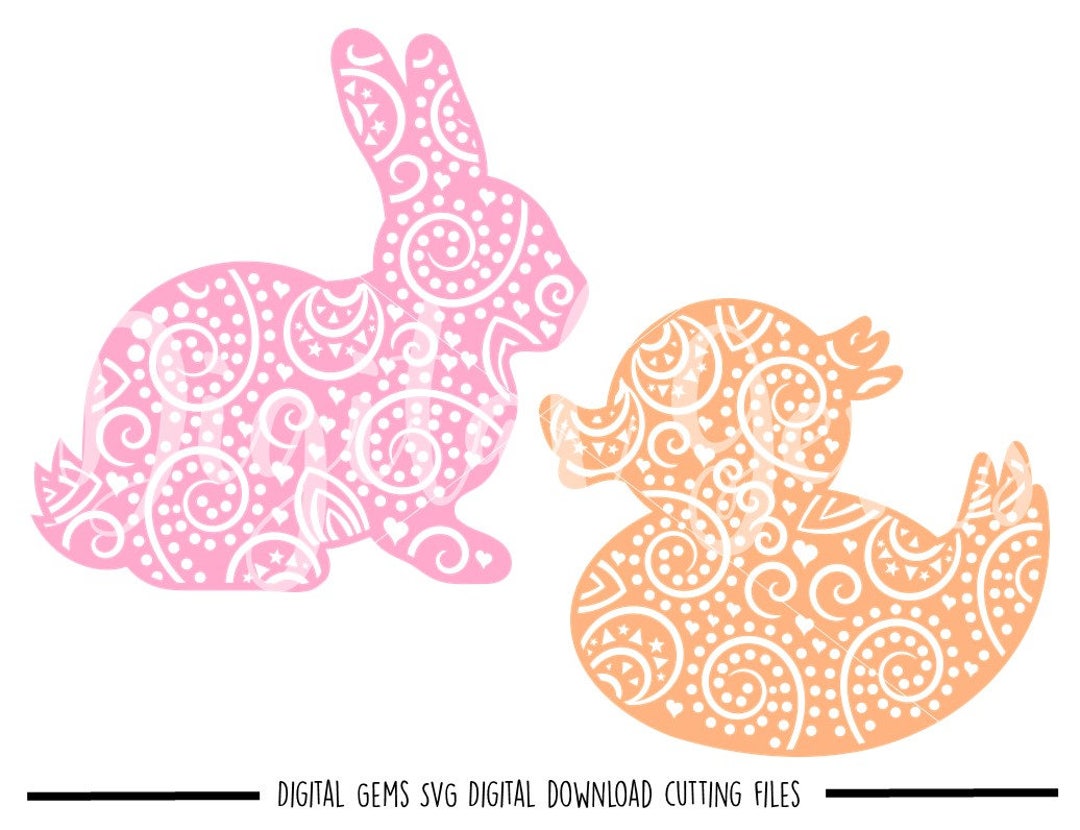 Bunny and Duck Svg / Dxf / Eps / Png Files. Digital Download ...