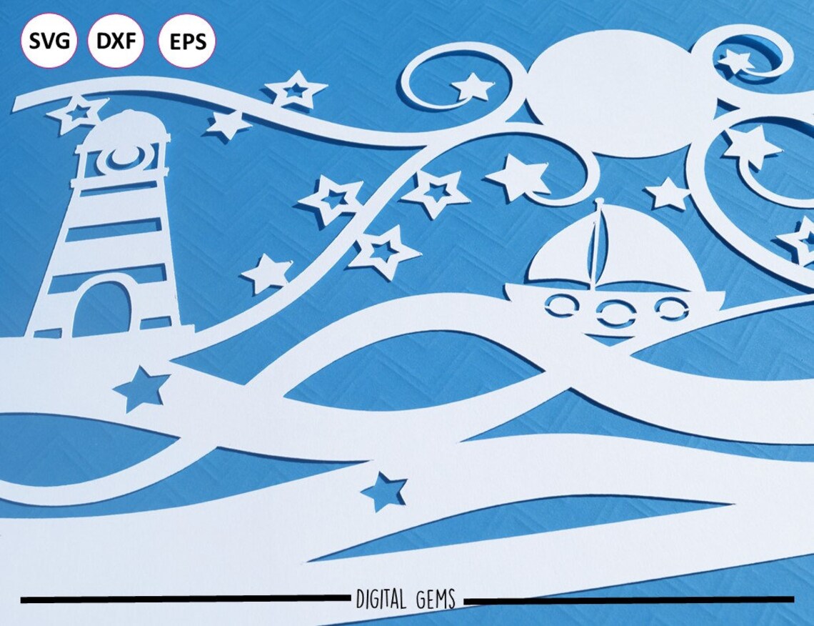 Ocean Paper Cut SVG / DXF / EPS Files and a Printable Template - Etsy