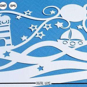 Ocean Paper Cut SVG / DXF / EPS Files and a Printable Template for Hand ...