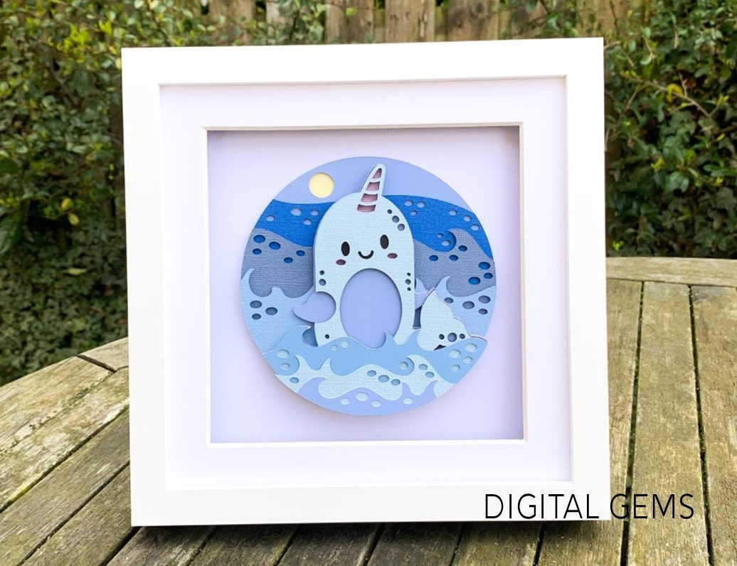 Narwhal Shadow Box SVG: Layered Sea Design (digital Download) - Etsy