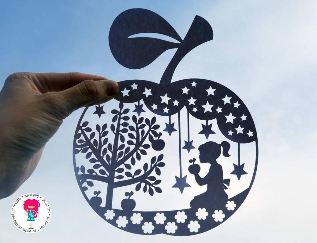 Apple paper cut svg / dxf / eps files and pdf / png printable | Etsy