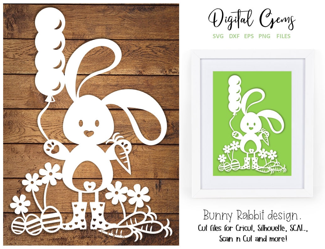Bunny Rabbit Easter Paper Cut Svg / Dxf / Eps Files and Pdf / - Etsy