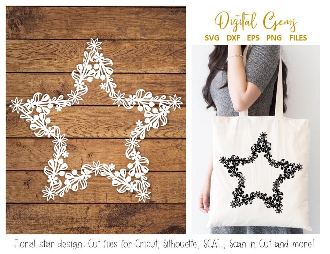 Floral Star Monogram Frame Paper Cut Design. Svg / Dxf / Eps Files and ...