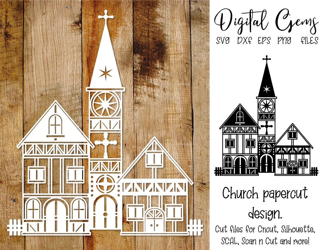 Church Paper Cut Design. Svg / Dxf / Eps / Png Files and Pdf / | Etsy