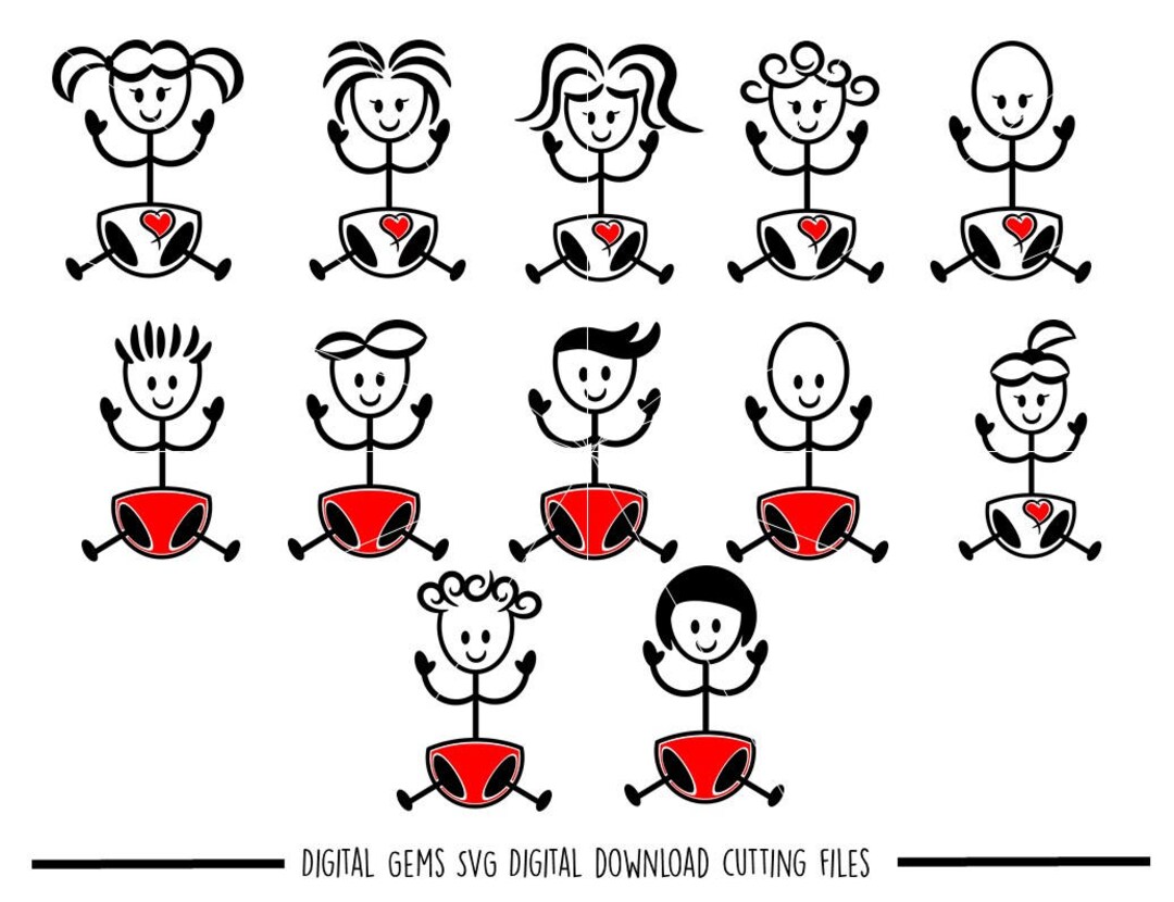 Baby Stick Figure People Svg / Dxf / Eps / Png Files. Digital Download ...