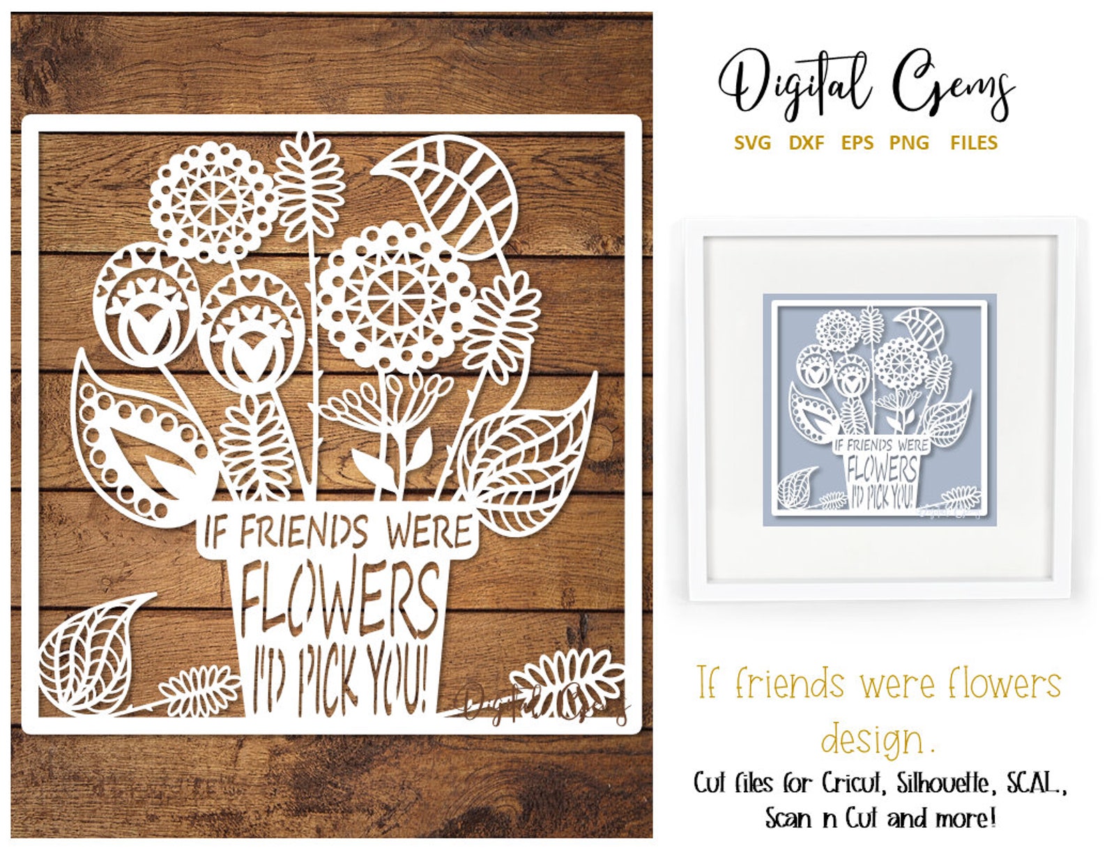 If Friends Were Flowers Paper Cut Design. Svg / Dxf / Eps / | Etsy
