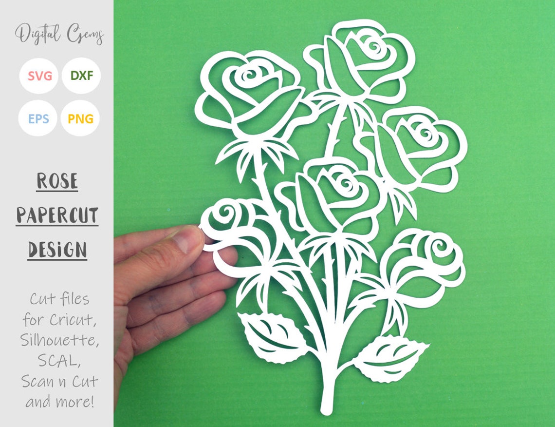 Rose Blume Blumenstrauß Scherenschnitt Svg / Dxf / Eps-Dateien - Etsy.de