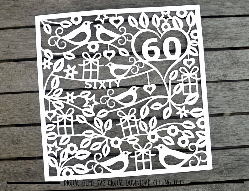 Number 60 Paper Cut Svg / Dxf / Eps / Files and Pdf / Png Printable ...