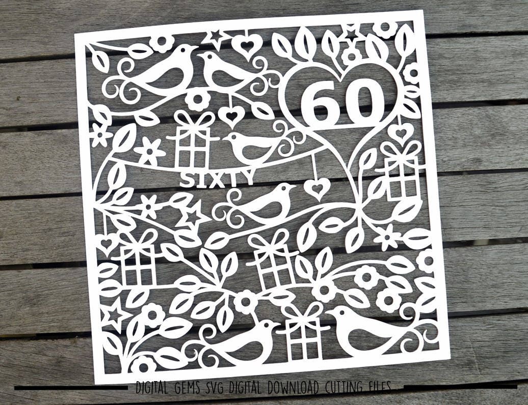 Number 60 Paper Cut Svg / Dxf / Eps / Files and Pdf / Png Printable ...