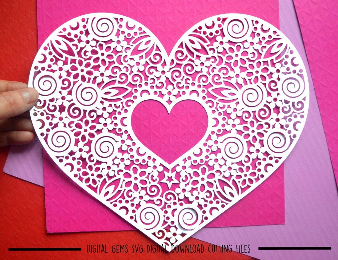 Heart Paper Cut Svg / Dxf / Eps / Files and Pdf / Png Printable ...
