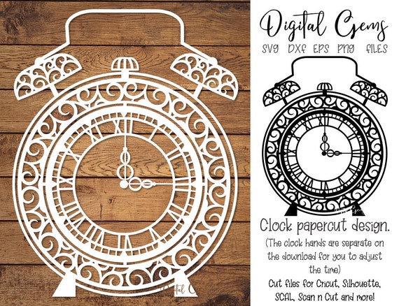 Alarm Clock Paper Cut Svg / Dxf / Eps / Png Files and Pdf / - Etsy
