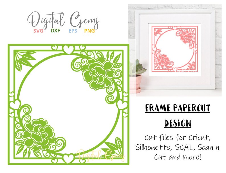 Frame Paper Cut Design. Svg / Dxf / Eps / Files and Pdf - Etsy