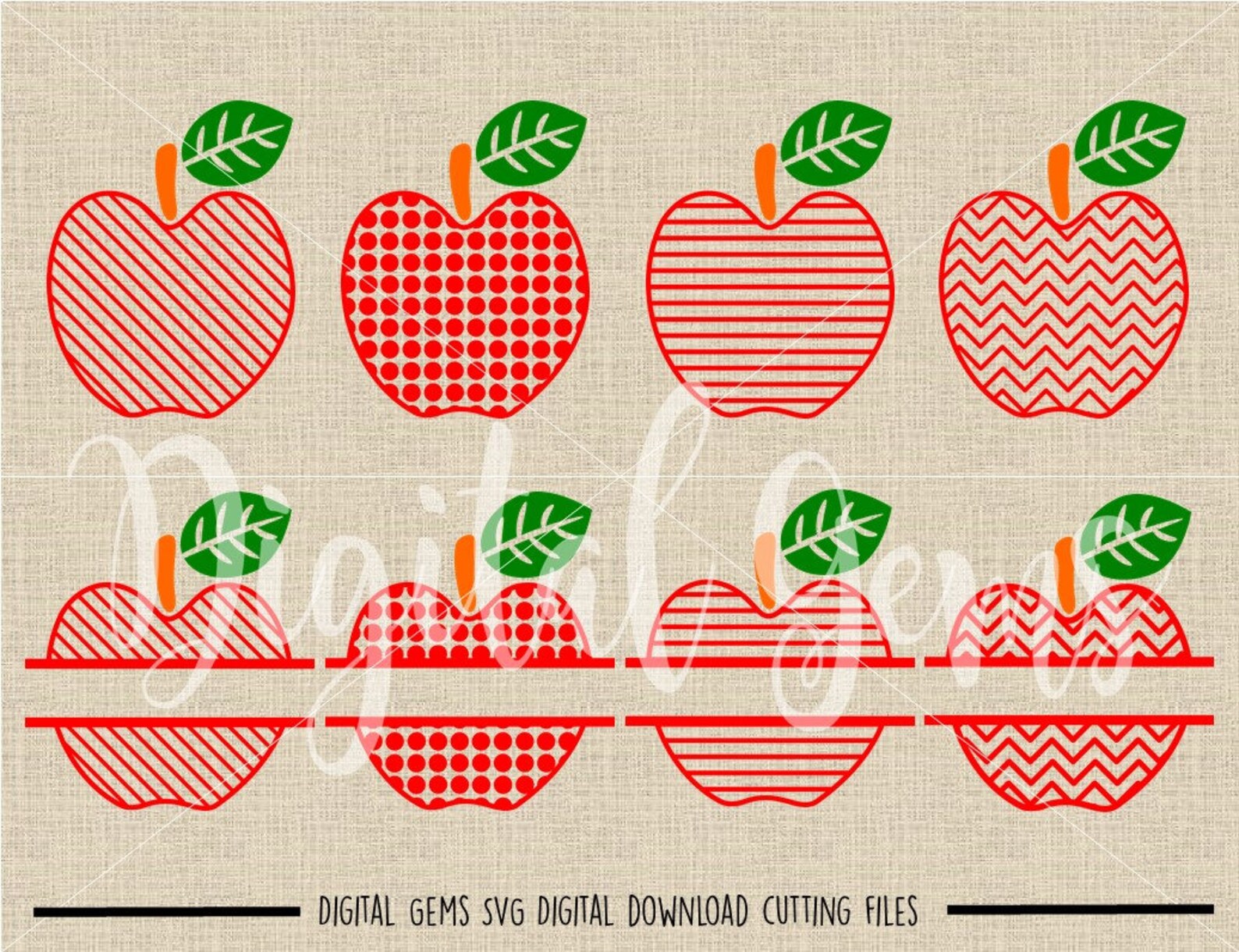 Teacher Apple, Split Apples Svg / Dxf / Eps / Png Files. Digital ...