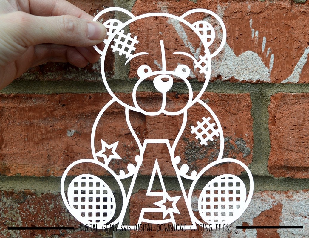 Teddy Bear Letter A Paper Cut Svg / Dxf / Eps / Files and Pdf / Png ...