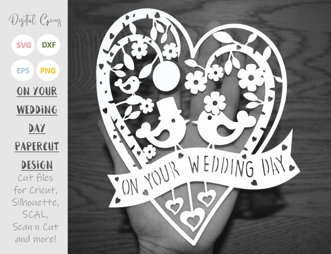 Wedding Day paper cut svg / dxf / eps / files and pdf / png | Etsy