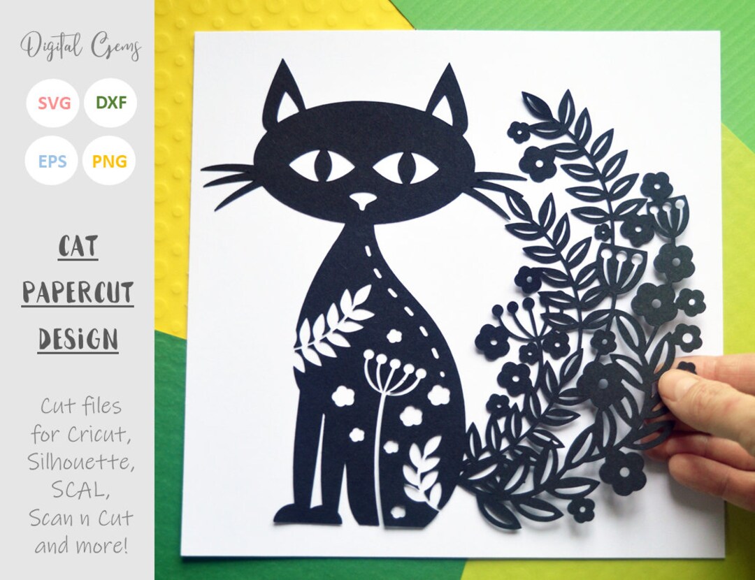 Cat Paper Cut Design Svg / Dxf / Eps / Files and Pdf / Png Printable ...