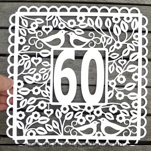 Number 60 Paper Cut Svg / Dxf / Eps / Files and Pdf / Png Printable ...