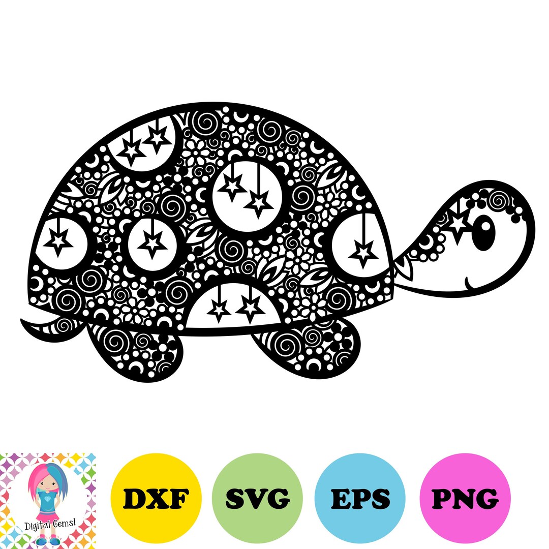 Turtle Zentangle Paper Cut Design - SVG, DXF, EPS Files & Pdf /png ...