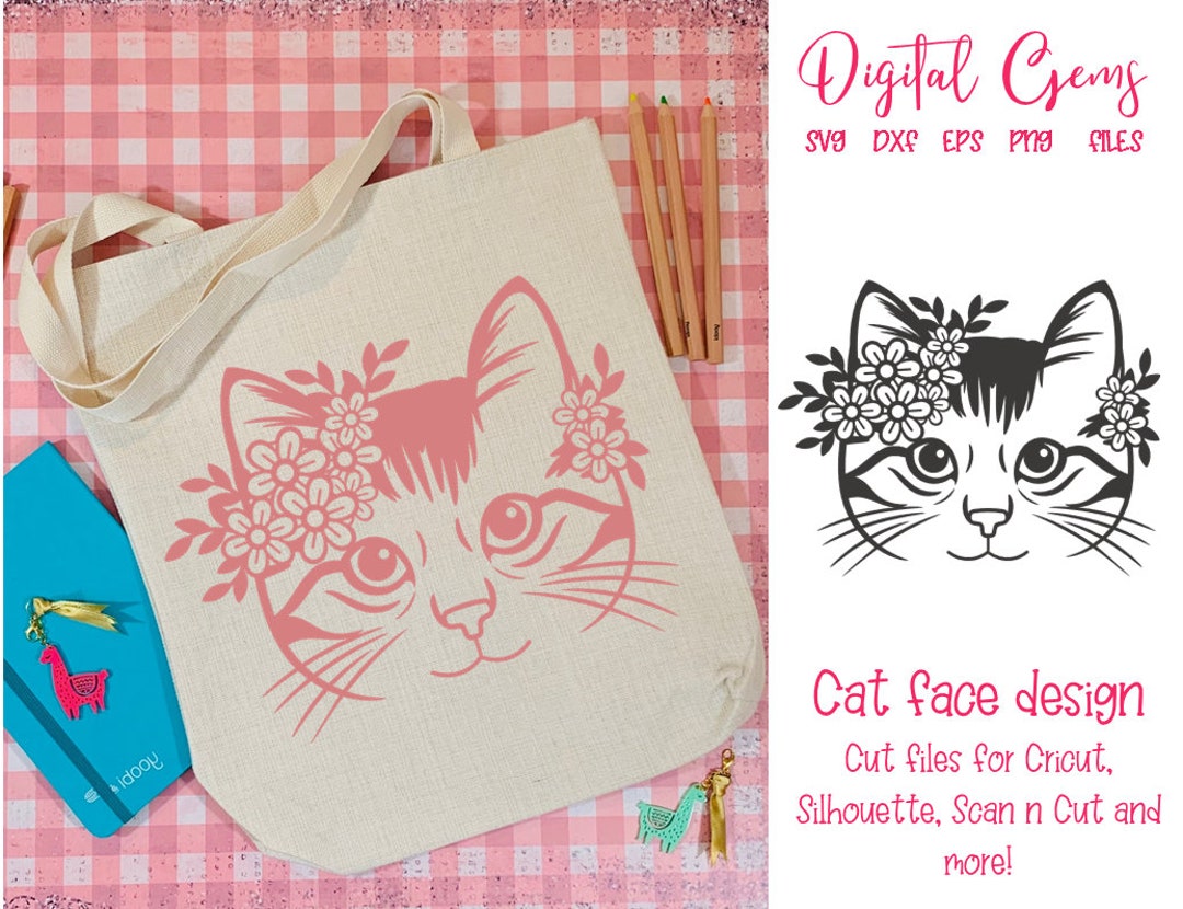 Cat Face Svg / Dxf / Eps / Png Files. Digital Download. Works With ...